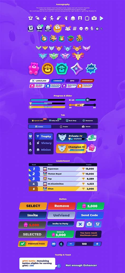 Thetan Rivals UI Guideline on Behance | Game design, Game ui design ...
