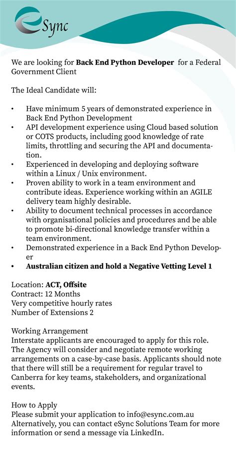 Esync Solutions On Linkedin Python Developer