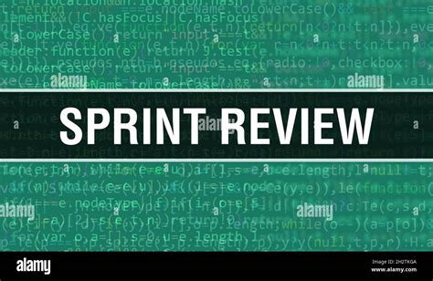 Sprint Review Concept With Random Parts Of Program Code Sprint Review With Programming Code