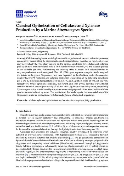 Pdf Classical Optimization Of Cellulase And Xylanase Production By A