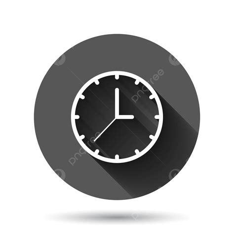 Flat Clock Icon With Shadow Effect On Black Background Vector Deadline