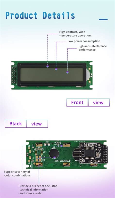 lcd 1602 i2c arduino two line character industrial screen