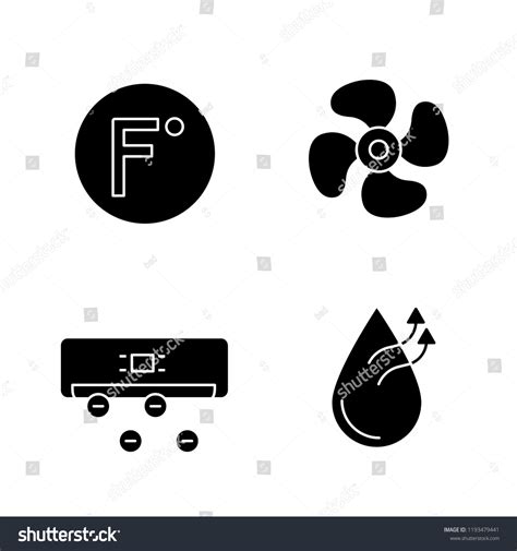 Air Conditioning Glyph Icons Set Fahrenheit Stock Vector Royalty Free
