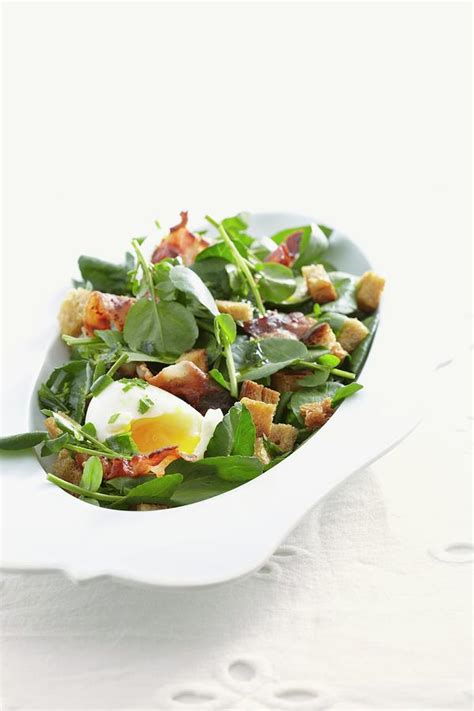 Watercress Salad With Ham Croutons And Egg Photograph By Atelier Mai
