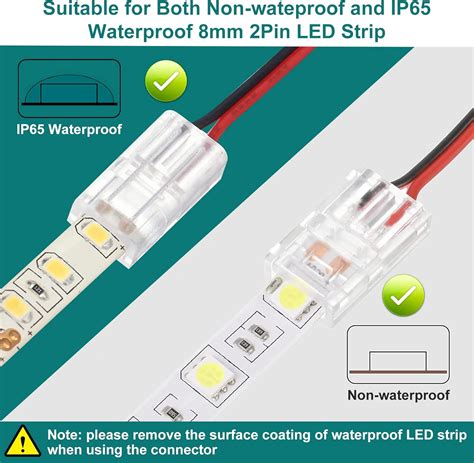 Led Strip Light Connector 2 Pin 50ft 2 Conductor Led Wire 2 Pin Led Connector Solderless 2 Pin