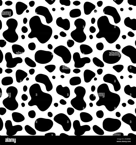 Cow Seamless Pattern Black Cartoon Spots Dalmatin Or Moo Skin Vector