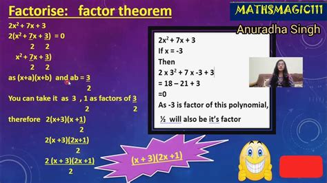 Factorize 2x2 7x 3 By Factor Theorem Ch 2 Ix Ncert Trending Mathsclass Funmathvideos