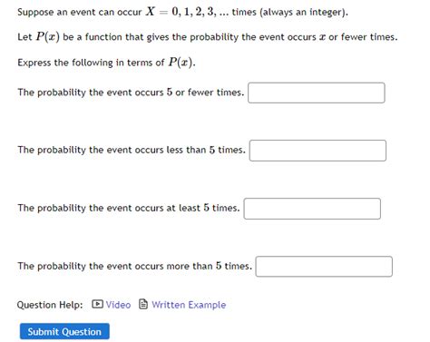 solved suppose an event can occur x 0 1 2 3 … times always