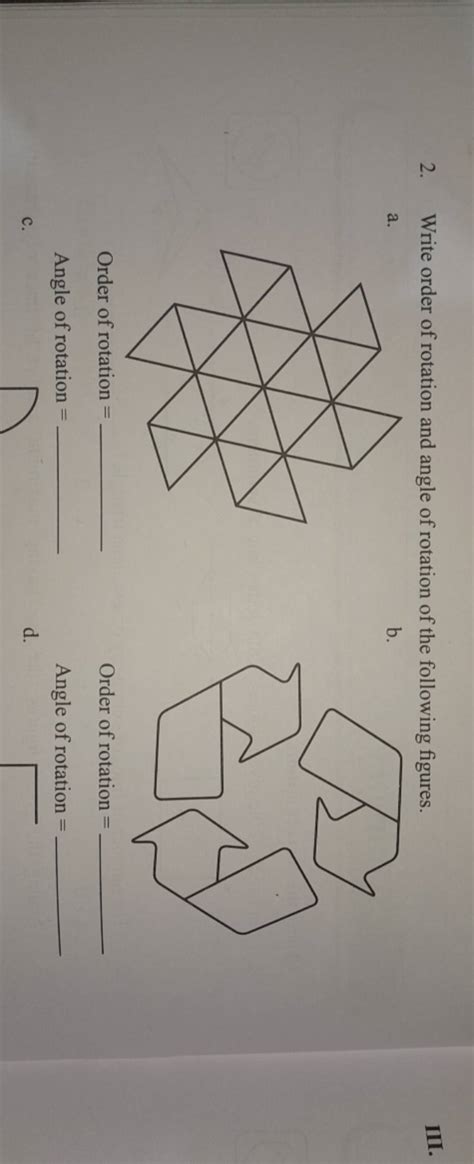 Write Order Of Rotation And Angle Of Rotation Of The Following Figures