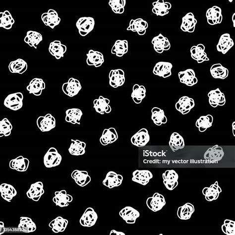 흰색 물방울 무늬 검은 배경에 추상적 인 매끄러운 패턴 직물 배경 옷 포장지 직물 및 벽지에 대한 벡터 디자인 패션 일러스트매끄러운 패턴 0명에 대한 스톡 벡터 아트 및