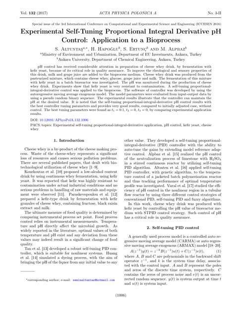 Pdf Experimental Self Tuning Proportional Integral Derivative Ph Control Application To A