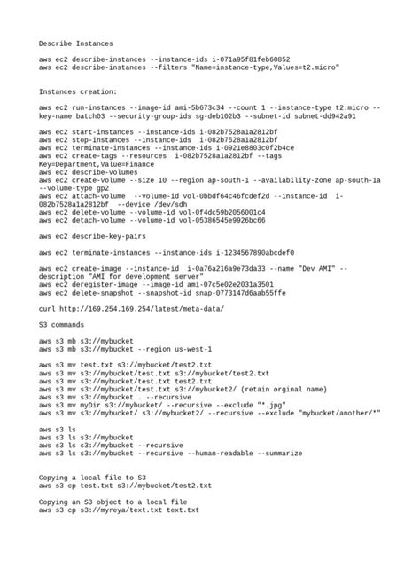 Aws Cli Cmds Download Free Pdf Information Technology Management