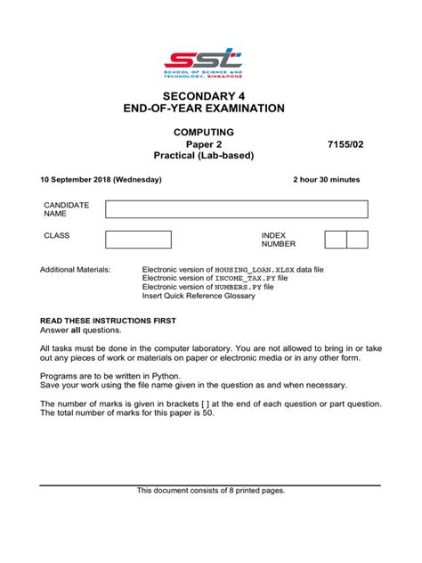 2018 Computing S4 Prelim Paper 2 Pdf Computer Program Programming