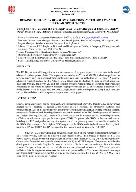 Pdf Risk Informed Design Of A Seismic Isolation System For Advanced