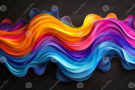 A Colorful Abstract Background With Wavy Lines On A Black Background Generative Ai Stock
