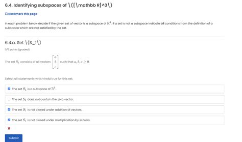 Solved 6 4 Identifying Subspaces Of { Mathbb R} 3