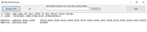 Uuid Generator For Bluetooth Low Energy Products Commented Out