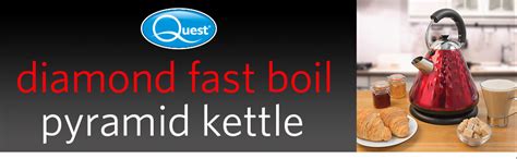 Quest 34550 Fast Boil Diamond Cut Pyramid Shape Cordless Kettle 3000 W