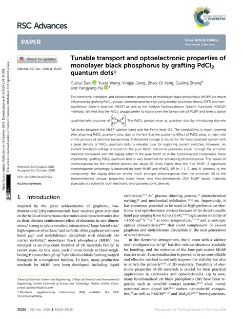 Pdf Tunable Transport And Optoelectronic Properties Of Monolayer