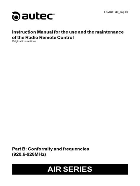 Autec Remote Control Liuacfhj0 Eng 00 Pdf Radio Remote Control