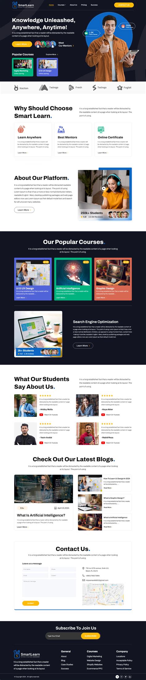 e learning landing page design behance