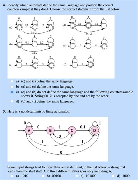 Solved Identify Which Automata Define The Same Language And