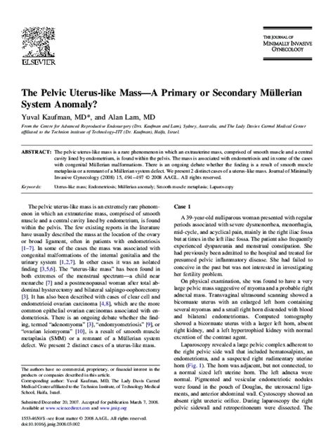 Pdf The Pelvic Uterus Like Mass—a Primary Or Secondary Müllerian