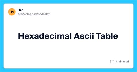 Hexadecimal Ascii Table