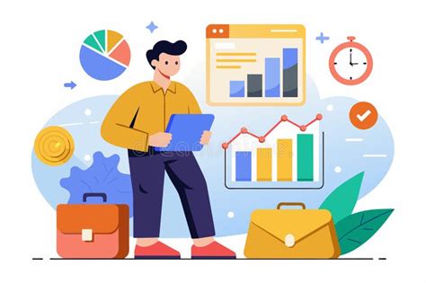 A Man Standing In Front Of A Chart Examining Data With A Briefcase By