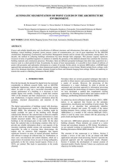 pdf automatic segmentation of point clouds in the architecture
