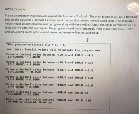 Solved Hw3a 5 Points Create A C Program That Evaluates A