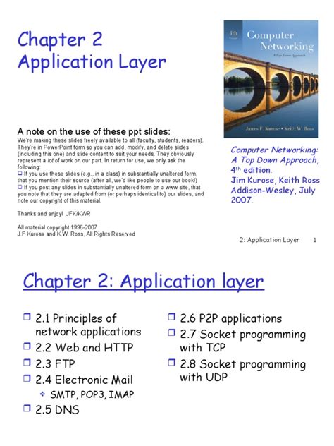 Application Layer A Note On The Use Of These Ppt Slides Download