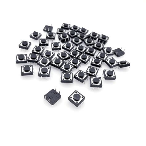 Jzk 50pcs 12mm 4pin Mini Tactile Push Button Switch Micro Momentary