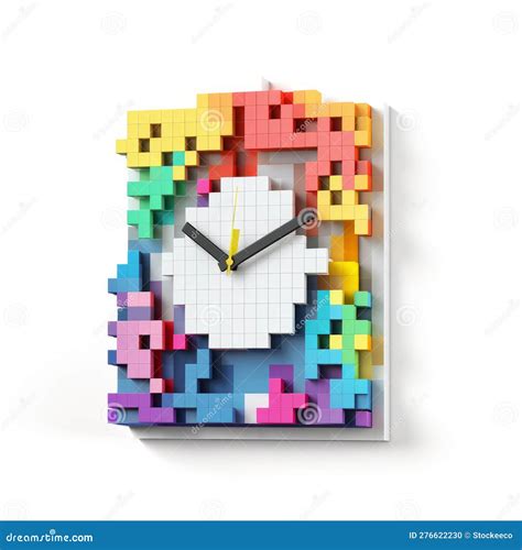 Pixel Art Clock With Vibrant Colors By Pixelplantmaster Stock Illustration Illustration Of