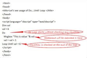 VBScript Loops For Loop Do Loop And While Loop