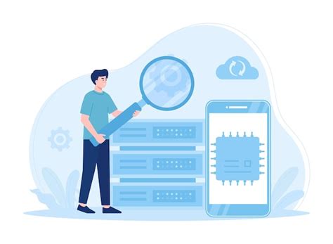 Premium Vector Backup And Analysis Big Data Concept Flat Illustration