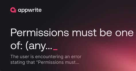 Permissions Must Be One Of Any Guests Threads Appwrite