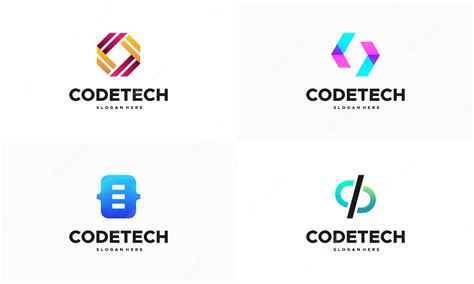 premium vector set of modern coding logo designs concept vector