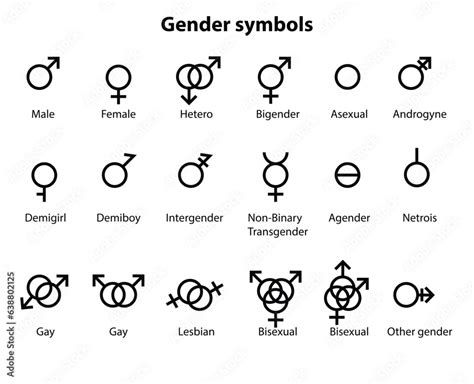All Gender Symbol Icon Vector Set Illustration Sexual Orientation Sex Symbol Icon Stock