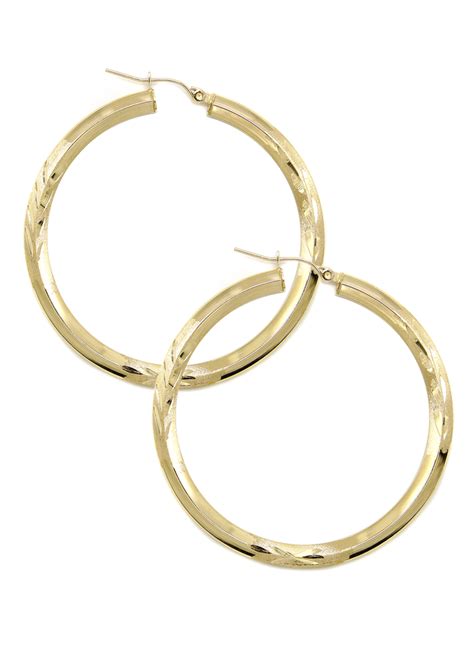 10k Womens Gold Hoop Earrings Customizable Size
