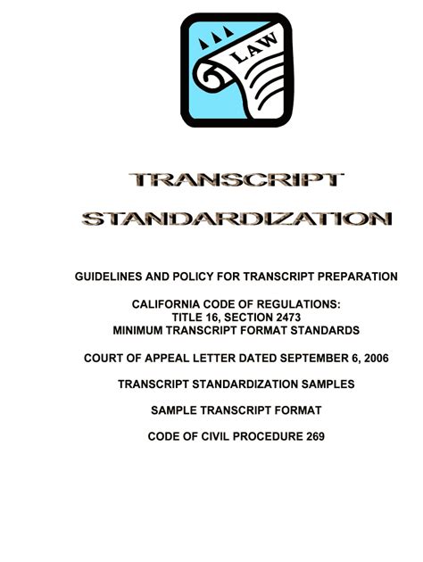 Fillable Online Occourts Guidelines And Policy For Transcript Preparation Fax Email Print