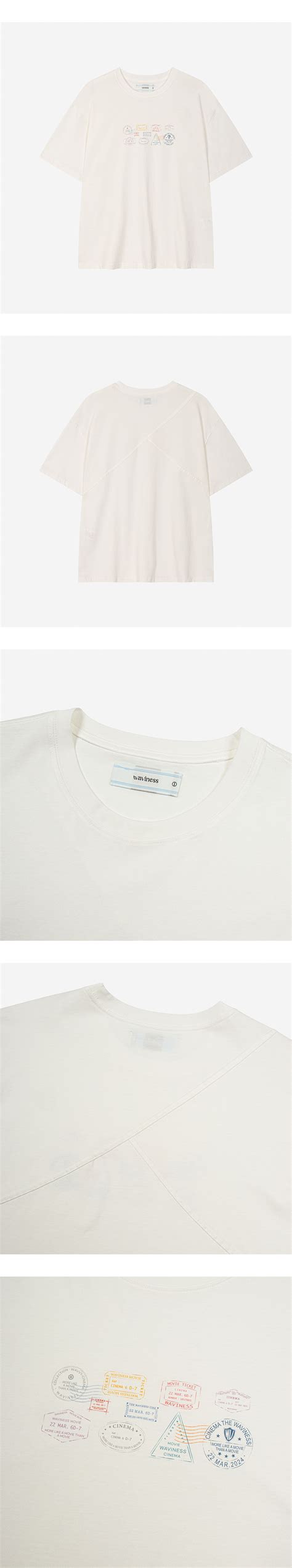 웨이비니스 포스티지 스탬프 티셔츠 화이트 Waviness Kream