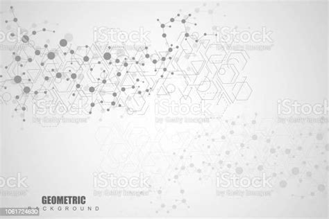 과학 네트워크 패턴 선 및 점 들을 연결입니다 의료 기술 화학 과학에 대 한 현대 미래 가상 추상 배경 분자 구조 과학 6 각형