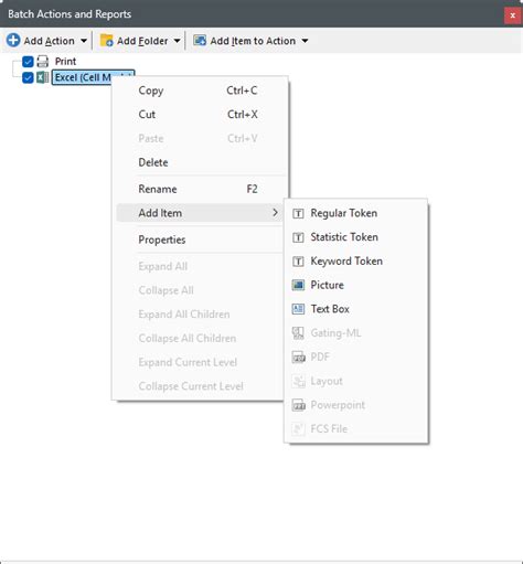 Adding Items To Actions