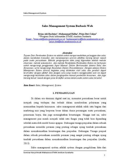 Sales Management System Berbasis Web Pdf