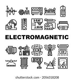 Electromagnetic Science Physics Icons Set Vector Stock Vector Royalty Free
