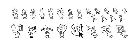 Premium Vector Doodle Click Icons Set Hand Finger Cursor Pointer