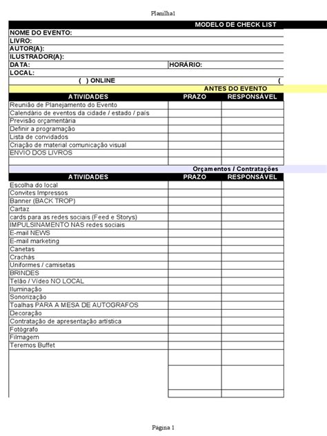 Modelo Check List Pdf Bufê