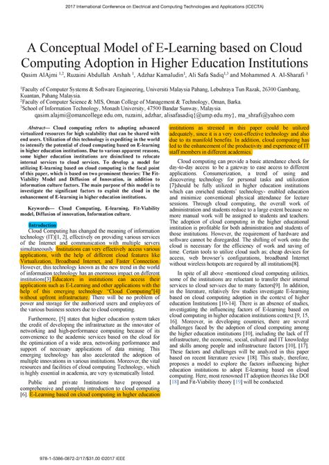 2017 a conceptual model of e learning based on cloud computing