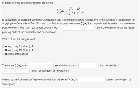 Solved 1 Point We Will Determine Whether The Series